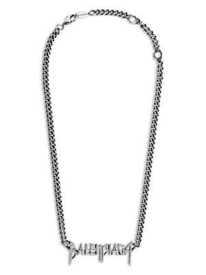 Balenciaga Typo Metal Chain Necklace - Silver
