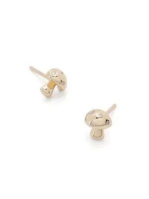 Adina Reyter 14kt Yellow Mushroom Diamond Stud Earrings
