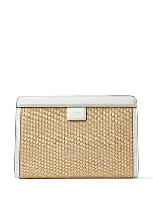 JIMMY CHOO Avenue Woven Clutch - Neutrals