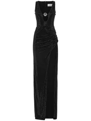 Philipp Plein Cut-out Draped Long Dress