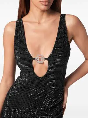 Philipp Plein Cut-out Draped Long Dress