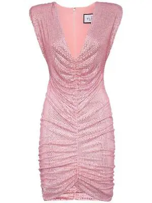 Philipp Plein Crystal-embellished Ruched Minidress