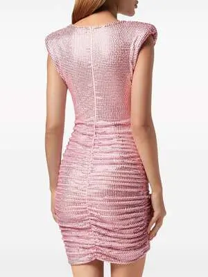 Philipp Plein Crystal-embellished Ruched Minidress