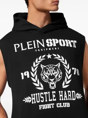 PLEIN SPORT Tiger-print Sleeveless Hoodie