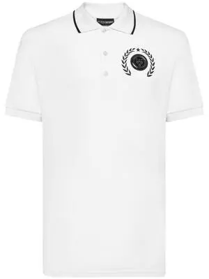 PLEIN SPORT Logo-print Cotton Polo Shirt - White