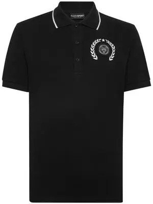 PLEIN SPORT Logo-print Cotton Polo Shirt - Black