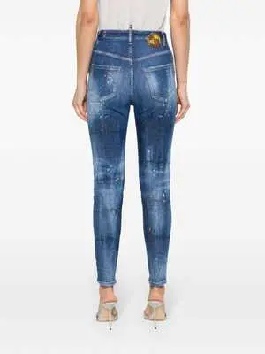 Dsquared2 Paint-splatter Distressed Tapered Jeans - Blue