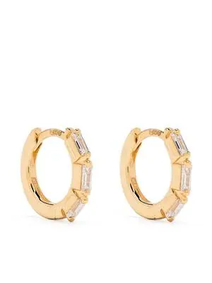 SUZANNE KALAN 18kt Yellow Triple Diamond Hoop Earrings - Gold