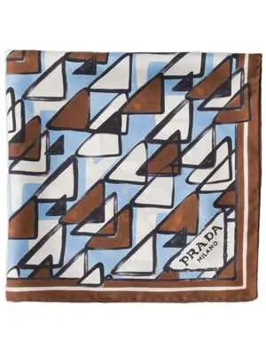 Prada Geometric-print Scarf - Brown