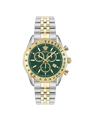 Versace Chrono Master Stainless Steel Bracelet Watch/44mm - Two Tone Green