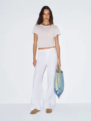 REFORMATION Vida Linen Low Rise Pant - Ivory