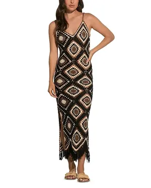 Elan Crochet Maxi Dress - Black Multi