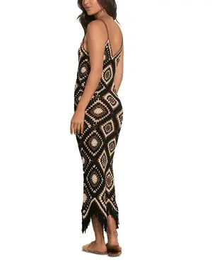 Elan Crochet Maxi Dress - Black Multi