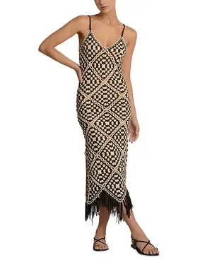 Elan Crochet Maxi Dress - Black White