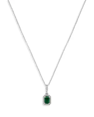 Bloomingdale'S Emerald And Diamond Pendant Necklace - Green/white