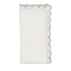 KIM SEYBERT Arches Embroidered Linen Napkin White/silver