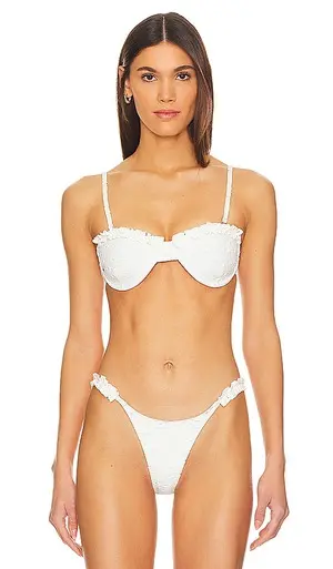 MORE TO COME Amelia Ruffle Bikini Top - White