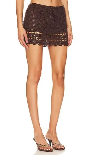 MORE TO COME Elliana Crochet Mini Skirt - Brown