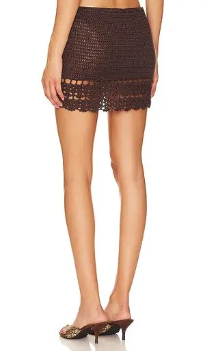 MORE TO COME Elliana Crochet Mini Skirt - Brown
