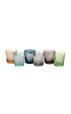 POLSPOTTEN Set-of-six Glass Peony Tumblers