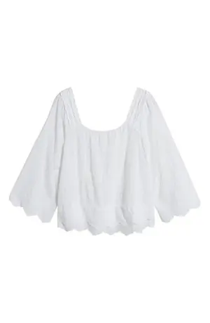 Caslon Cotton Eyelet Top - White