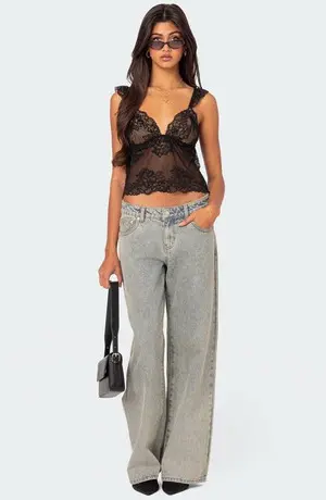 EDIKTED Jasmine Sheer Lace Camisole