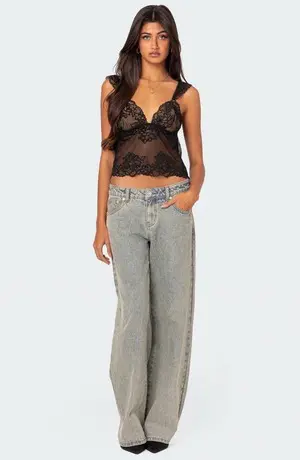 EDIKTED Jasmine Sheer Lace Camisole