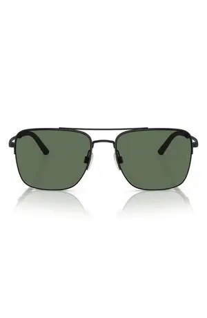 Oliver Spencer Roger Federer Polarized Pilot Sunglasses - Matte Black Polarized