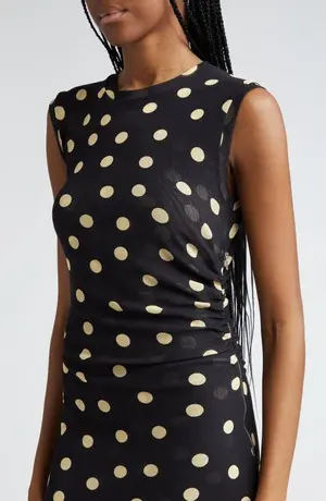 Stella McCartney Polka Dot Mesh Maxi Dress