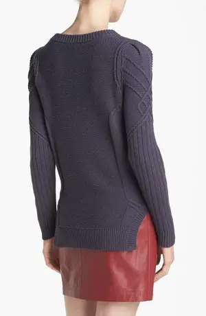 TILDON Cable Knit V-neck Sweater