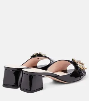 ROGER VIVIER Bikiviv Embellished Patent Leather Mules - Black