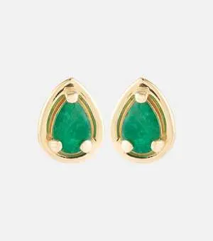 STONE AND STRAND 14kt Gold Earrings With Emeralds - Green