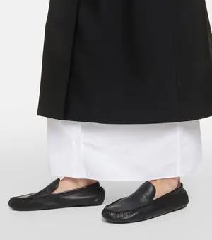 THE ROW Lucca Leather Moccasins - Black