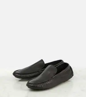 THE ROW Lucca Leather Moccasins - Black