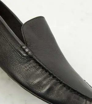 THE ROW Lucca Leather Moccasins - Black