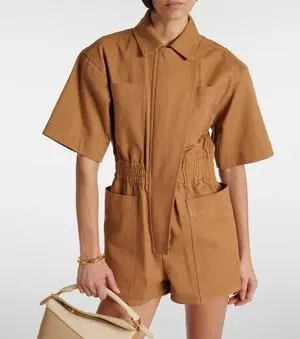Max Mara Angora Cotton Drill Playsuit - Brown