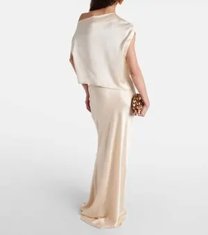 THE SEI Draped Silk Satin Top - White