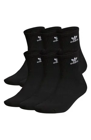Adidas 6-pack Trefoil Performance Quarter Crew Socks - Black