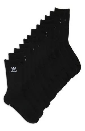 Adidas Trefoil Performance Crew Socks 6 Pack - Black