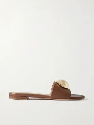 GIANVITO ROSSI Embellished Leather Slides
