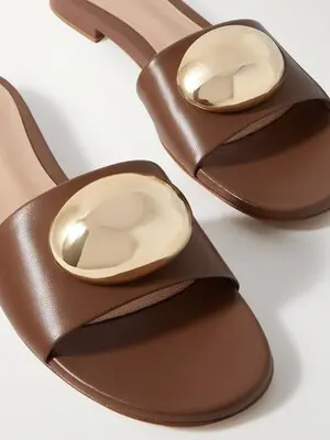 GIANVITO ROSSI Embellished Leather Slides