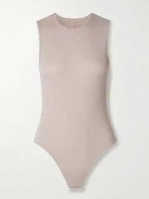 Commando Luxury Rib Stretch Pima Cotton And Modal-blend Bodysuit - Pink