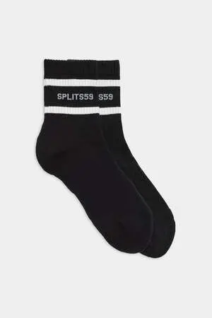 Splits59 Logo Stripe Quarter Socks - Black/white