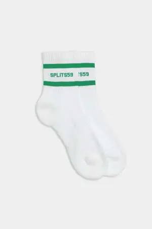 Splits59 Logo Stripe Quarter Socks - White/grass