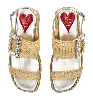 ROGER VIVIER Raffia Strass Espadrille Sandals 60