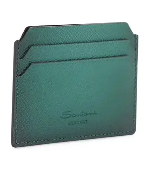 Santoni Leather Card Holder - Green