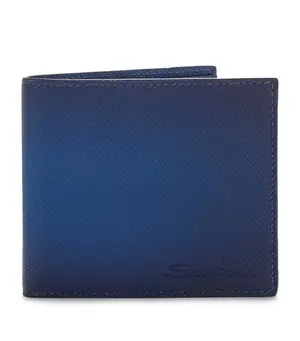 Santoni Leather Ombré Bifold Wallet - Navy