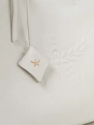 Mcm Embossed Leather Tote Bag