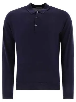 John Smedley Belper' Merino Wool Polo Shirt - Blue