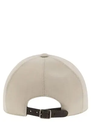 Brunello Cucinelli Viscose And Linen Gabardine Baseball Cap With Shiny Band